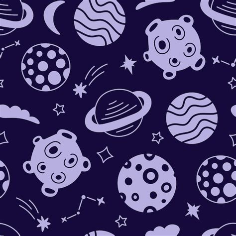 Premium Vector Astronomy Seamless Pattern With Space Planets And