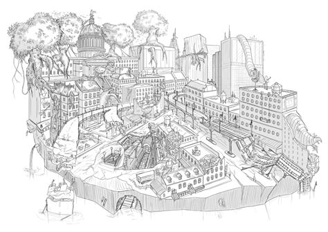 Destroyed City Drawing