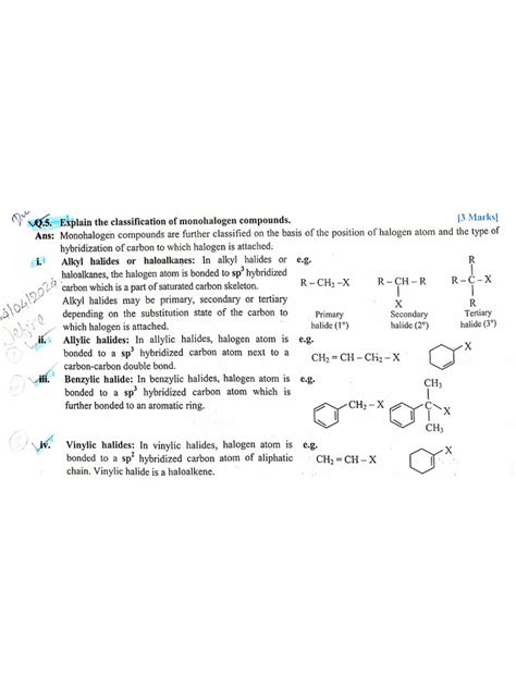 Halogen Derivatives Question Bank Pdf