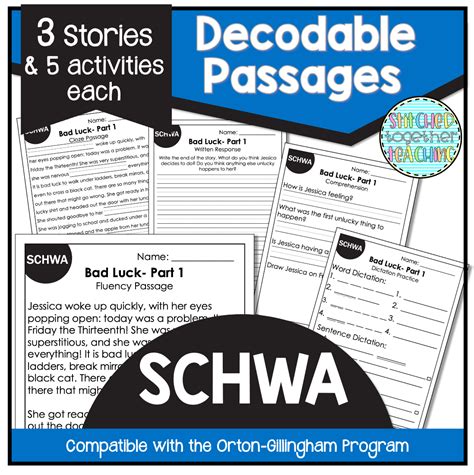 Decodable Reading Passages Schwa Orton Gillingham Made By Teachers