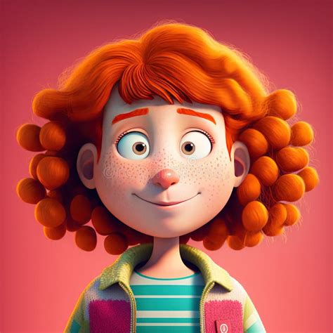 Portrait Of Happy Caucasian Teenage Girl With Red Hair Created Using