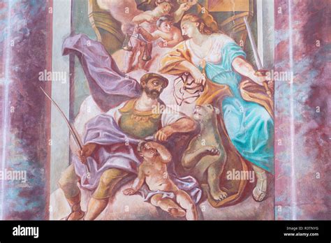 Mural On Wall Of Altes Rathaus Old Town Hall Bamberg Unesco World