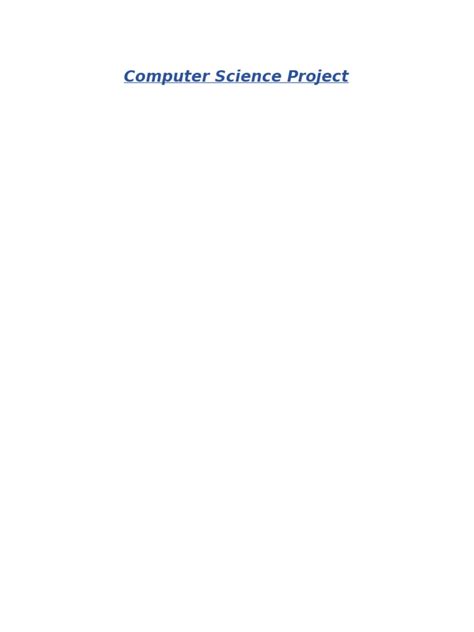 Computer Science Project Pdf