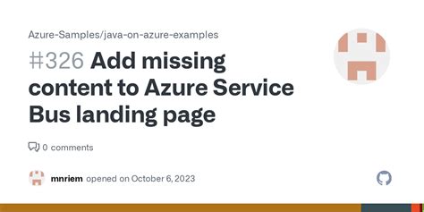 Add Missing Content To Azure Service Bus Landing Page · Issue 326 · Azure Samplesjava On Azure