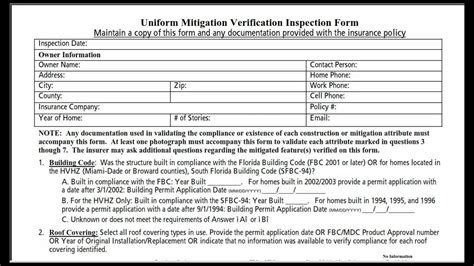 Wind Mitigation Form Fillable Printable Forms Free Online