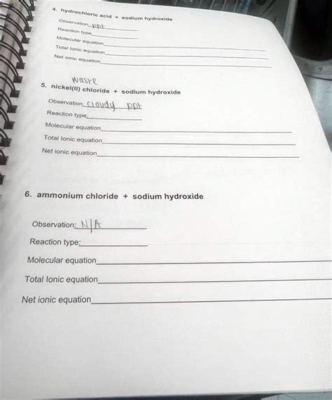 Solved 4 Hydrochloric Acid Observation Precipitate Sodium Hydroxide