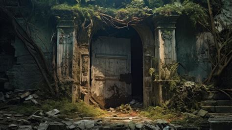 Premium Photo Creaky Old Door Opening To Reveal A Hidden Passage
