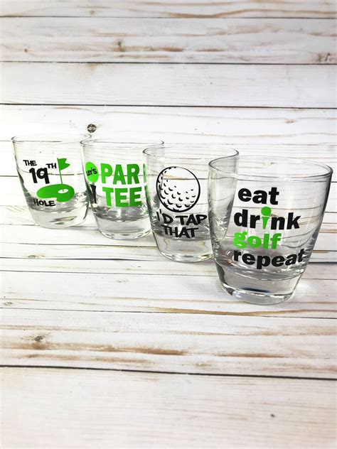 Golf Whiskey Glasses Set Of Four 4 Great T For Golfers Etsy