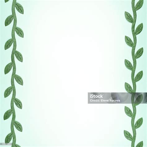 테두리에 녹색 잎의 텍스트와 분기를위한 장소와 밝은 파란색 배경 0명에 대한 스톡 사진 및 기타 이미지 0명 구도 나뭇가지 Istock