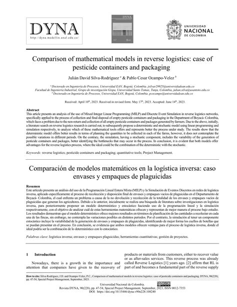 Pdf Comparison Of Mathematical Models In Reverse Logistics Case Of