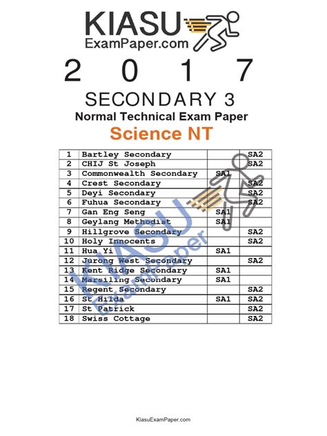 2017 Sec 3 Science Nt 18s Pdf Nutrients Physical Sciences