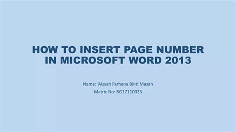 How To Insert Page Number In Microsoft Word PPTX