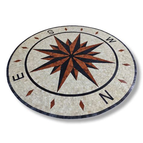 Nautical Compass Rose Nsew Marble Mosaic Handmade Star Etsy