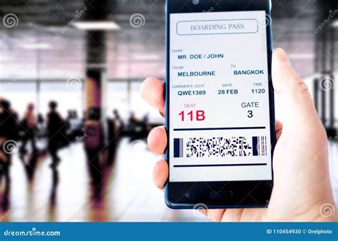 Electronic Boarding Pass On The Screen Of Smartphone Stock Photo Image Of Information