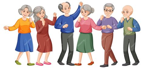 춤을 추는 노인들의 그룹 무료 벡터
