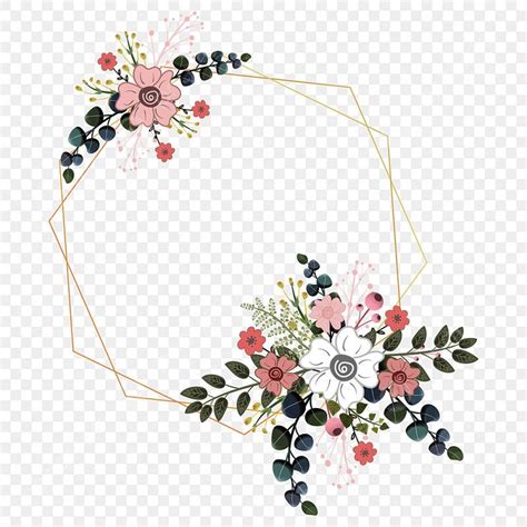 Flowers And Leaves Are Arranged In The Shape Of An Octagon Frame On A