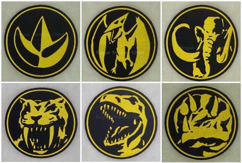 Complete Set Of 6 Mighty Morphin Power Rangers Insignia Logo Sew On