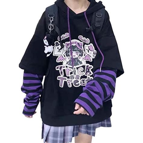 Femme Anime Manga Sweat à Capuche Fille Japonais Kawaii Vetement E Girl