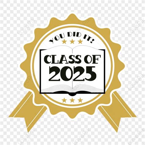 2025 졸업 시즌 라벨 골드 Png 일러스트 무료 다운로드 Lovepik