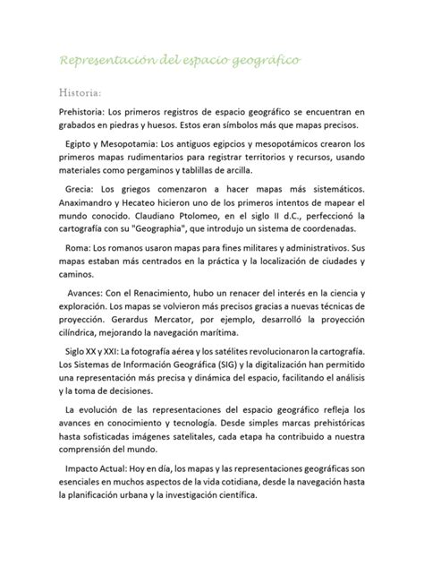 Representación Del Espacio Geográfico Pdf Mapa Cartografía