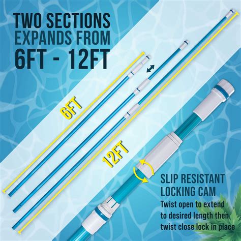 U S Pool Supply® 12 Foot Blue Anodized Aluminum Telescopic Swimming