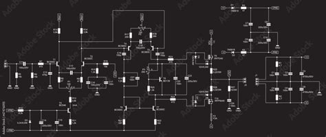 Engineer Scheme Of Electronic Device Vector Drawing Electrical Circuit