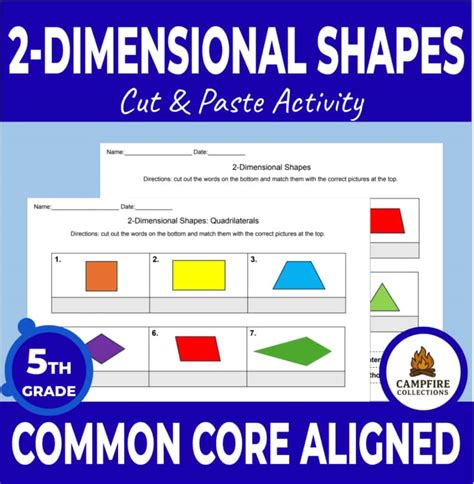 5th Grade Geometry Cut And Paste Activity 2 Dimensional Shapes Vocabulary