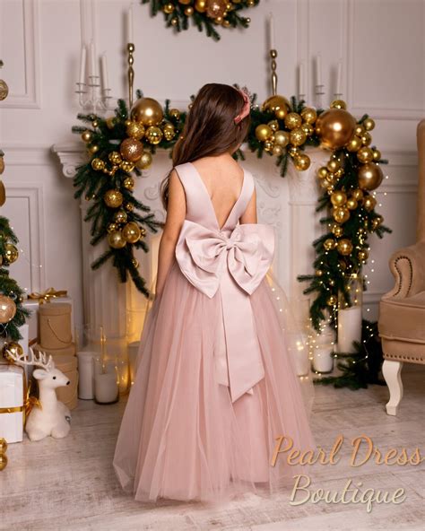 Rustic Flower Girl Dress Shown In Toffee