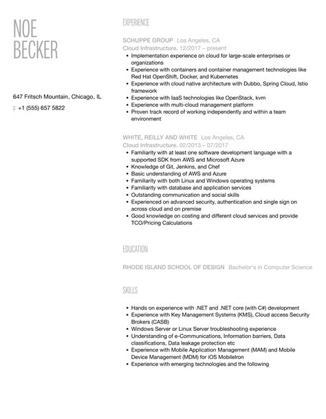 Cloud Infrastructure Resume Samples Velvet Jobs