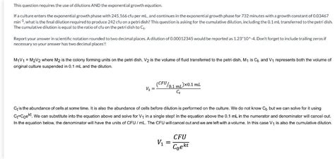 Solved This Question Requires The Use Of Dilutions AND The Chegg Com