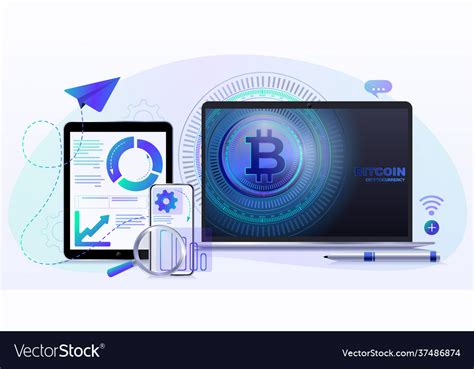 Bitcoin Electronic Money Cryptocurrency Royalty Free Vector