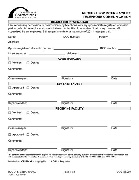 Form Doc21 572 Download Printable Pdf Or Fill Online Request For Inter Facility Telephone