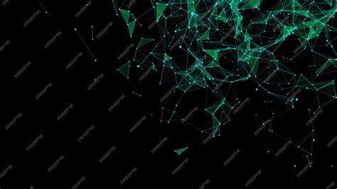 Premium Vector Green Abstract Background With Connection Lines Dots And Triangles Technology
