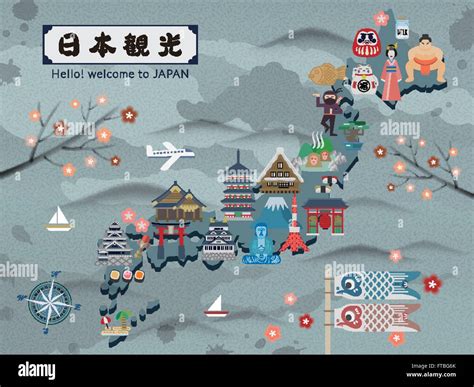 Japan Travel Map With Famous Attractions Japan Travel In Japanese