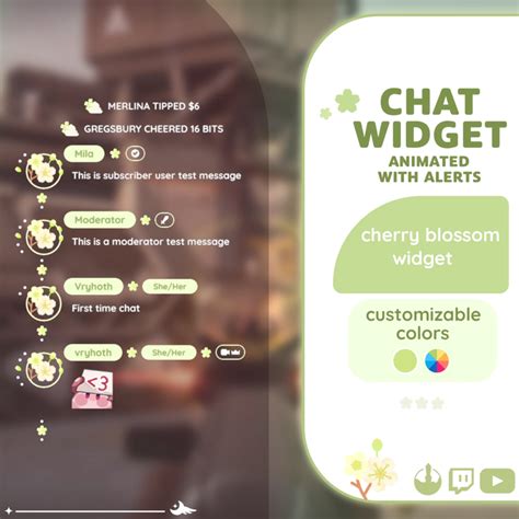 P2u Customizable Chat Widget Cherry Blossom Sakura Green Pastel Chatbox