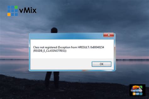 Classe não registrada Class not registered Erro ao iniciar o Vmix EasyMagazine