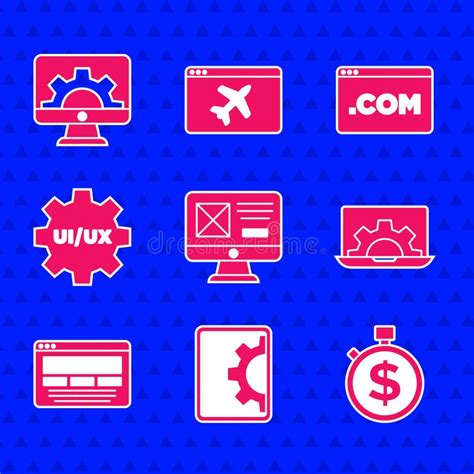 Set Ui Or Ux Design Web Development Time Is Money And Icon Vector