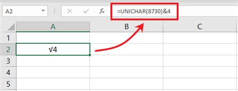 how to insert square root symbol in excel