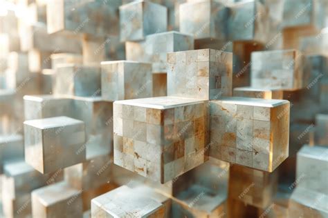 Premium Photo Abstract Isometric Background Featuring Floating Cubes In Neutral Shades