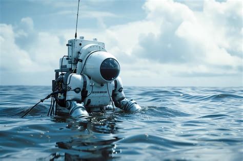 Autonomous Robotic Submersible In Oceanic Expedition Hightech Marine Survey Premium Ai