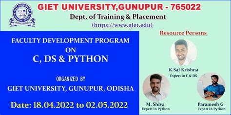 Katiki Sai Krishna On Linkedin Fdp Trainer Giet University 13