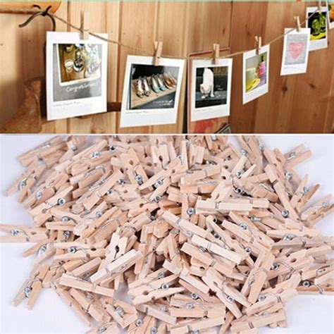 나무 헝겊 페그 핀 고품질 미니 옷 핀 공예 Diy 나무 세탁 의류 클립 보관 도구 100 개묶음 홈 스토리지 및 조직