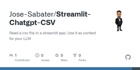 Github Jose Sabaterstreamlit Chatgpt Csv Read A Csv File In A Streamlit App Use It As