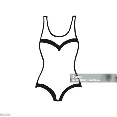 Swimsuit Hand Drawn Vector Illustration Line Art Style Isolated