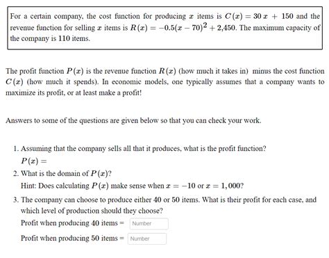 Solved For A Certain Company The Cost Function For Chegg