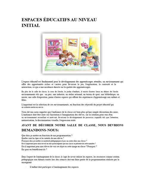 Espaces Éducatifs Au Niveau Initial Pdf Apprentissage Motivation