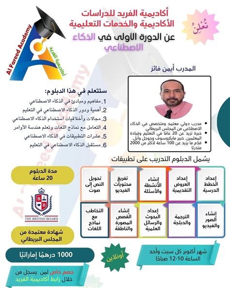 ‏أساتذتي الأفاضل والفضليات يسر أكاديمية الفريد أن تعلن عن الدورة