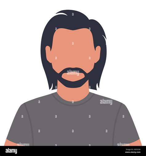 Abstract Faceless Young Man With Long Hair And Beard Bearded Male