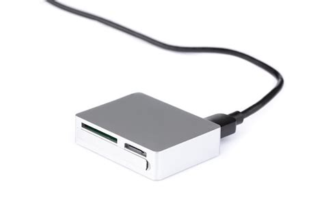 Premium Photo Multi Card Reader With Usb Cable Isolated On White Background