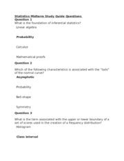 Statistics Midterm Study Guide Questions Statistics Midterm Study Guide Questions Question